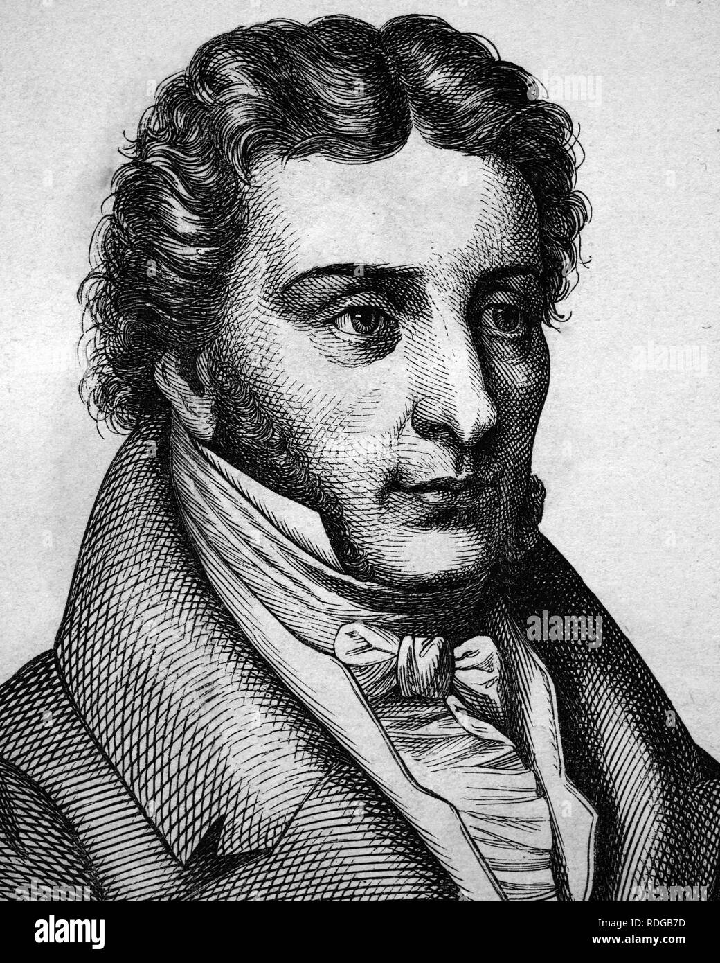 Karl von Rotteck, 1775 - 1840, historian and politician, portrait ...