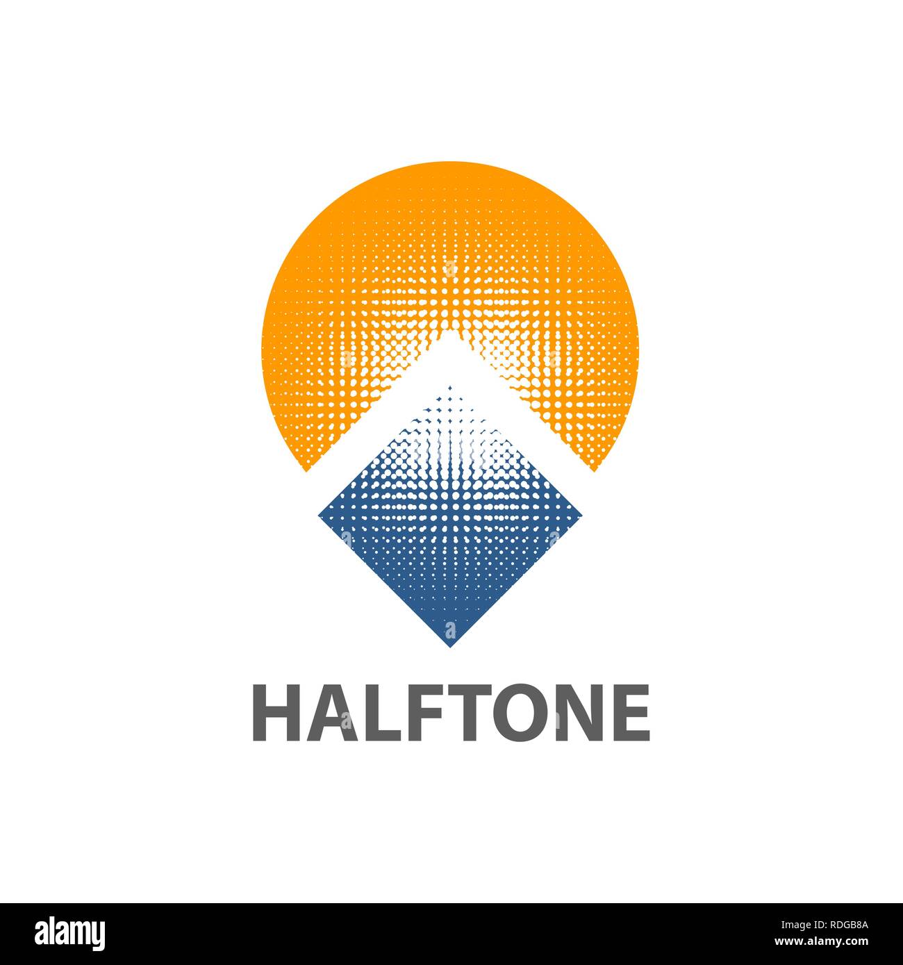 Circle sun square halftone logo concept design. Symbol graphic template element vector Stock ...