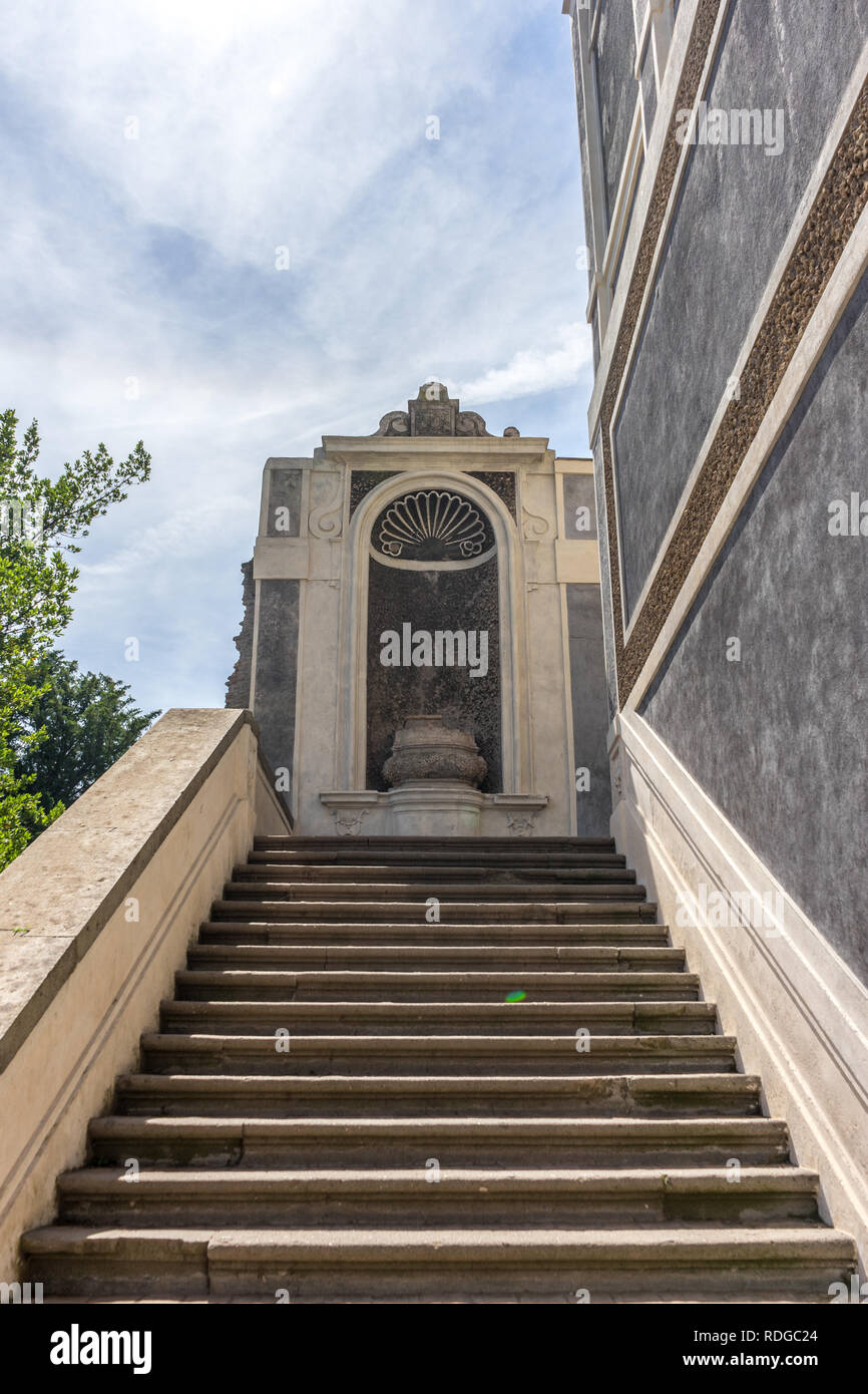 Italy, Rome, Roman Forum, a stone steps stair case on the side of a ...