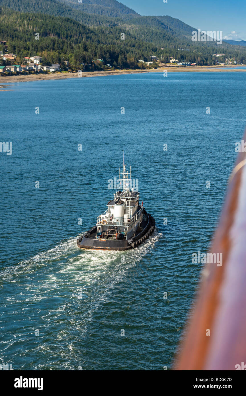 September 14, 2018 - Juneau, Alaska: Tug boat the Taku Wind guiding ...