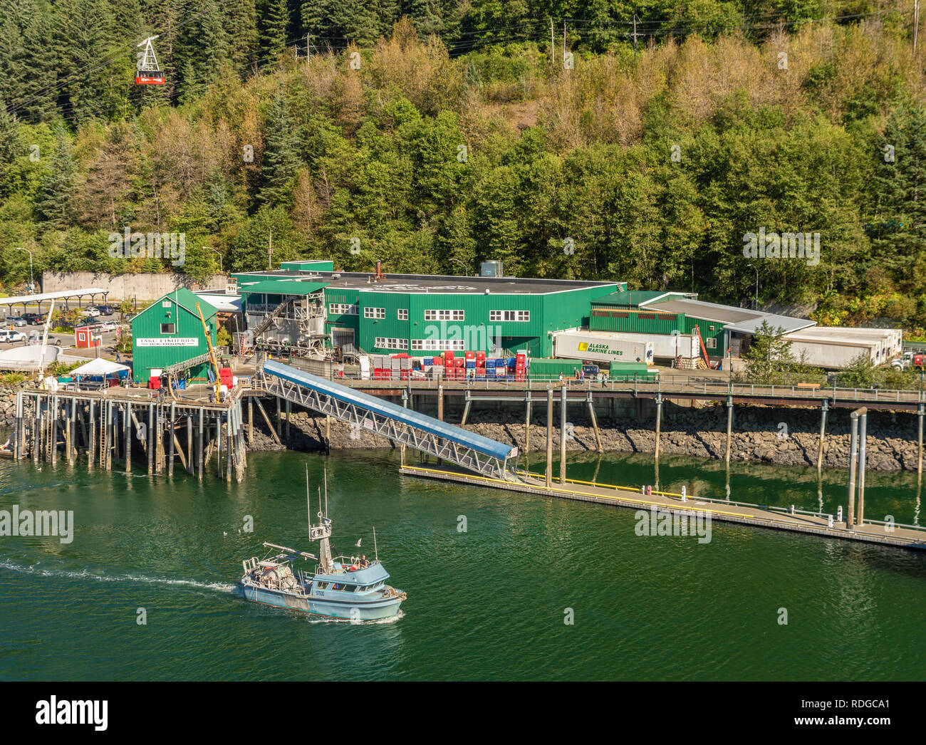 September 14, 2018 - Juneau, Alaska: Blue painted Alaskan commercial ...