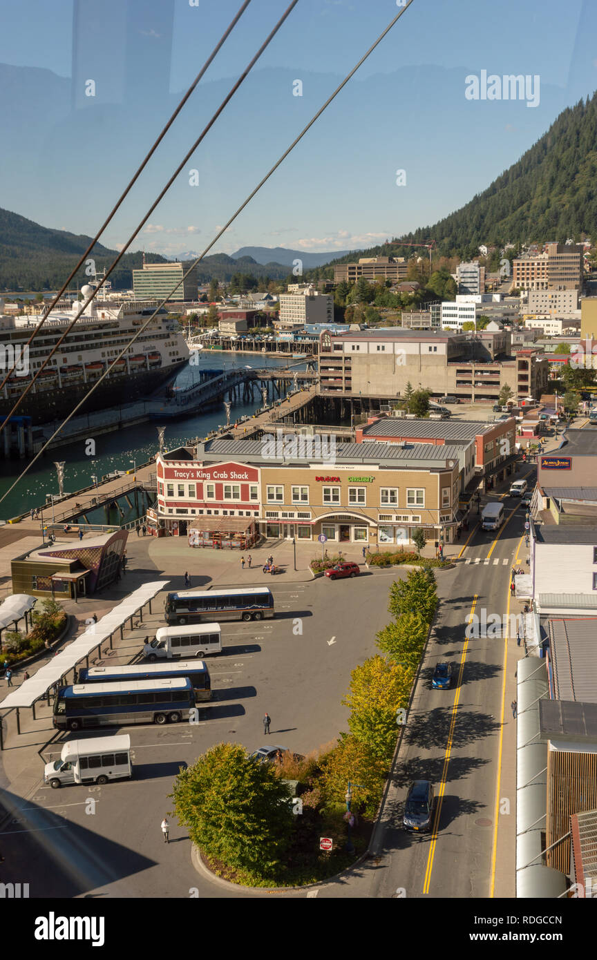September 14, 2018 - Juneau, Alaska: Late morning aerial view of bus ...