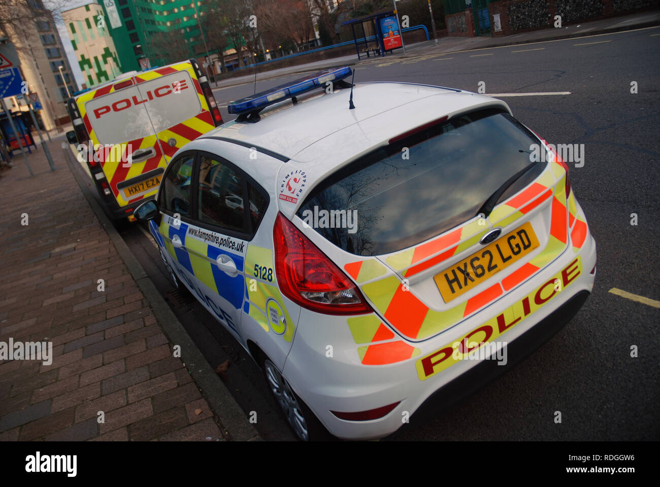 Back of Police Car, Portsmouth, UK Stock Photo - Alamy