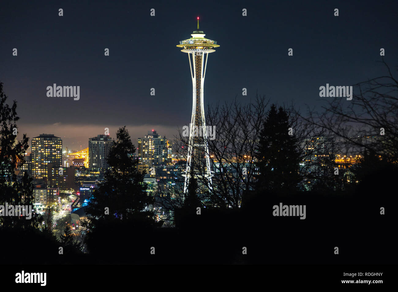 World famous tourism attraction tower illumiated on dark evening Stock ...