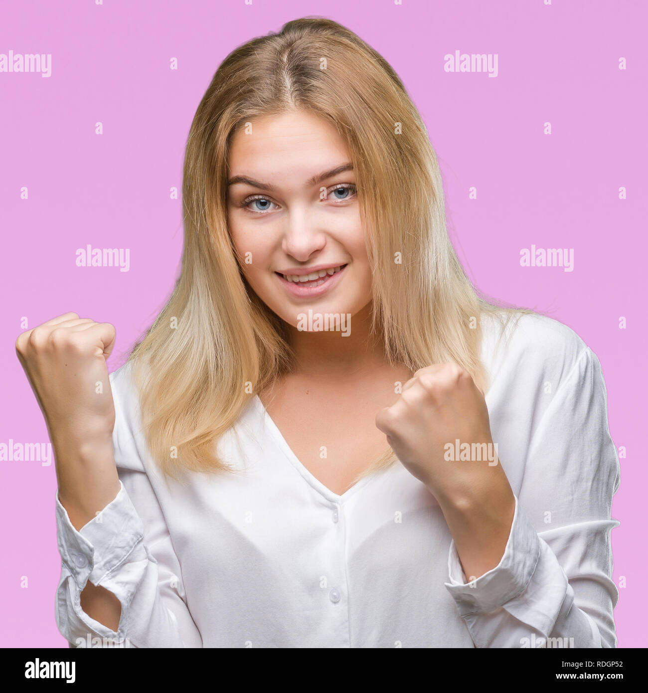 Young caucasian woman over isolated background very happy and excited ...