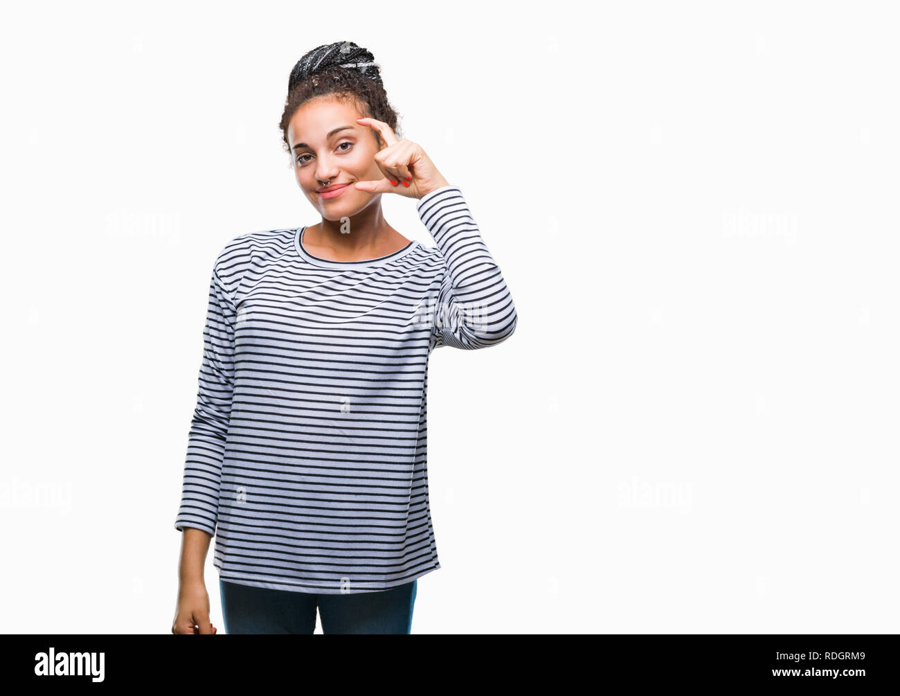Young braided hair african american girl wearing sweater over isolated ...