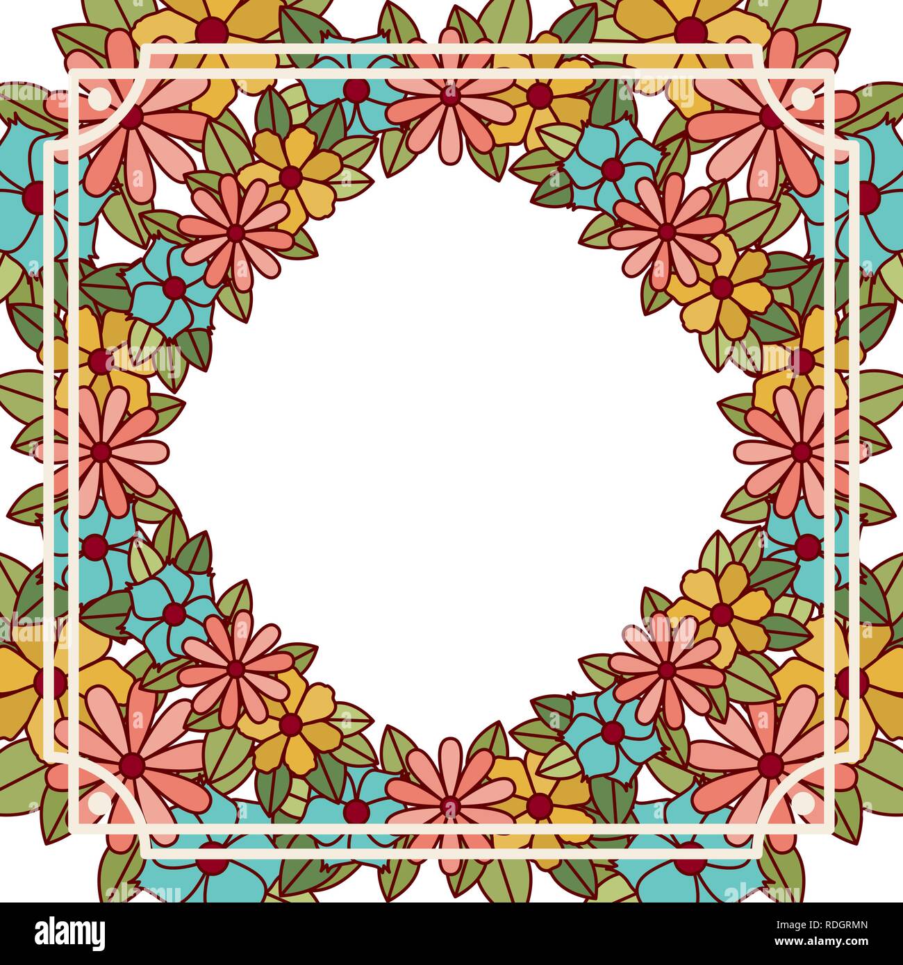 frame with flowers isolated icon Stock Vector Image & Art - Alamy