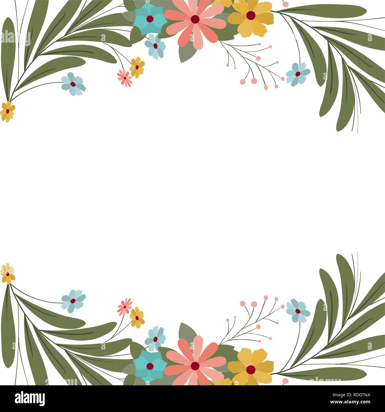 beautiful flowers with leafs isolated icon Stock Vector Image & Art - Alamy