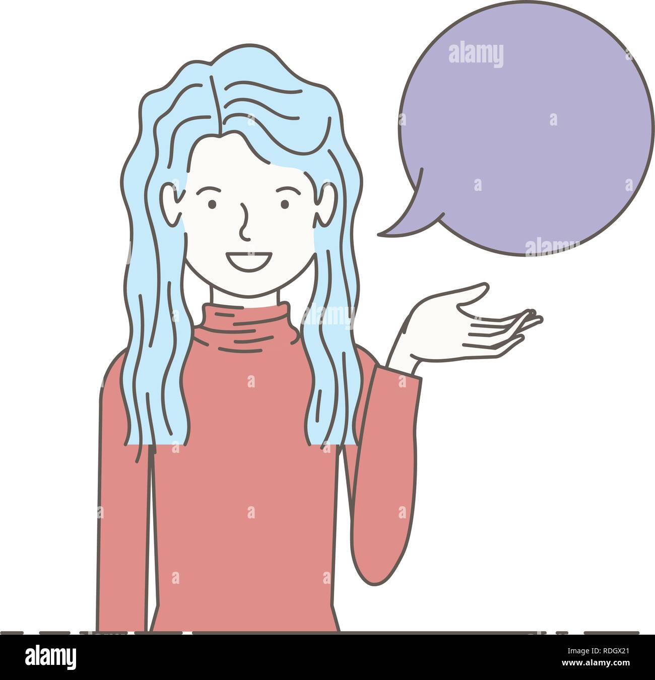 young woman with speech bubble avatar character Stock Vector Image ...