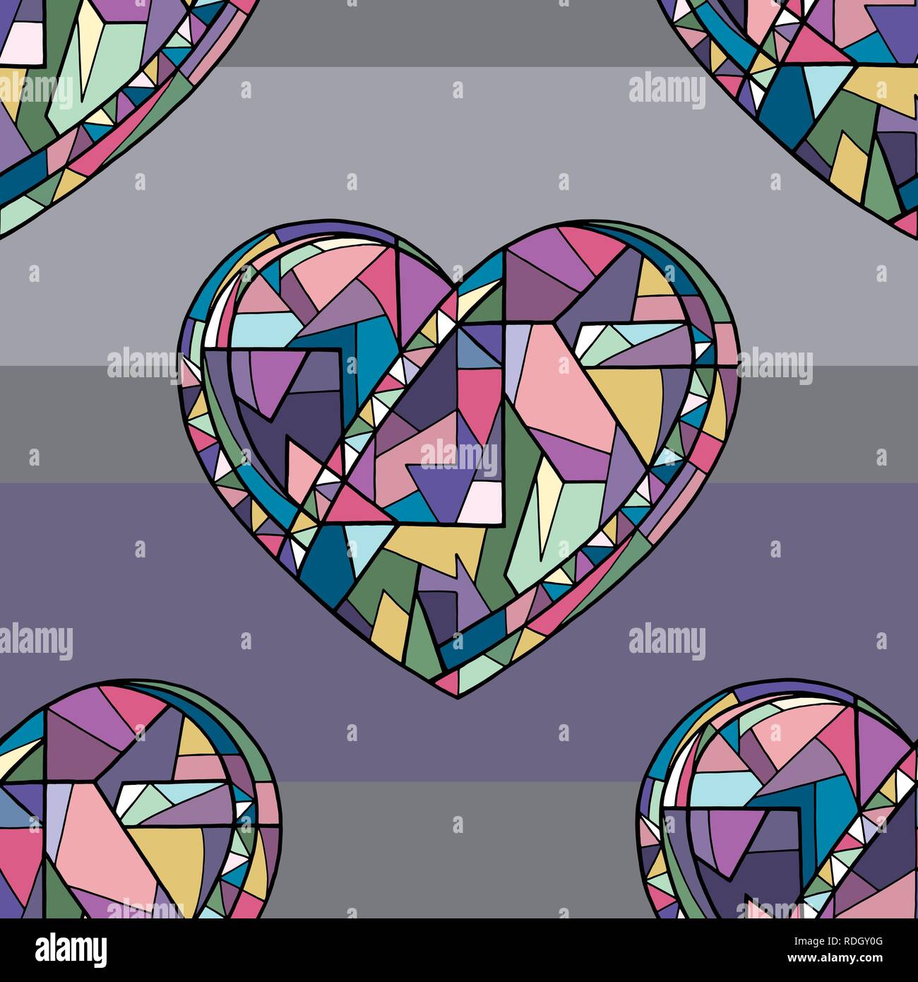 Hearts hand drawn vector seamless pattern. Valentines day holidays ...