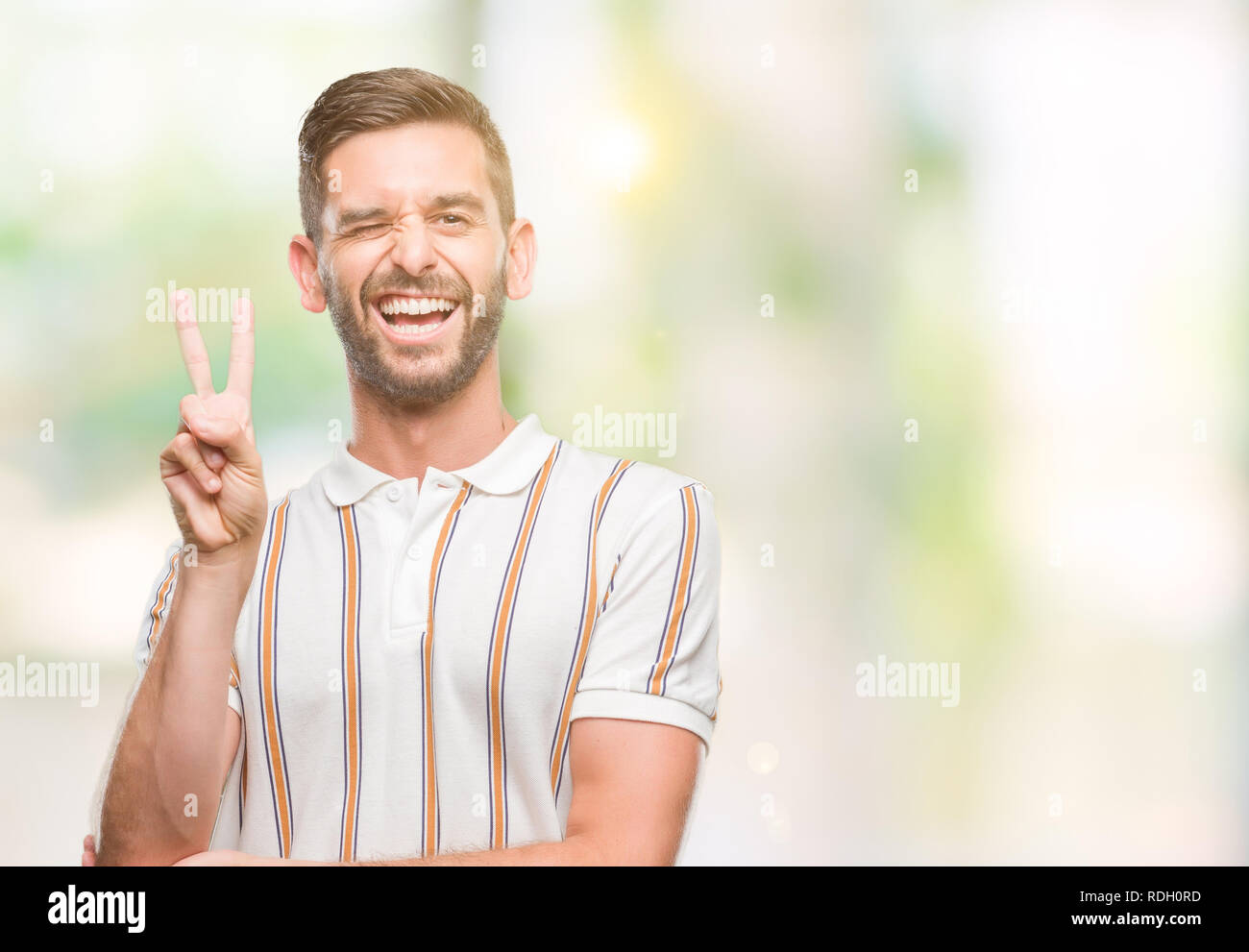 Man doing v sign hi-res stock photography and images - Alamy