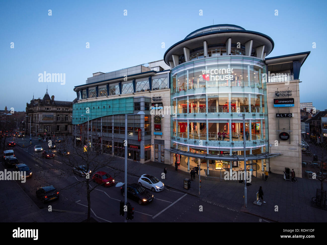 Dusk at the Cornerhouse in Nottingham City, Nottinghamshire England UK ...