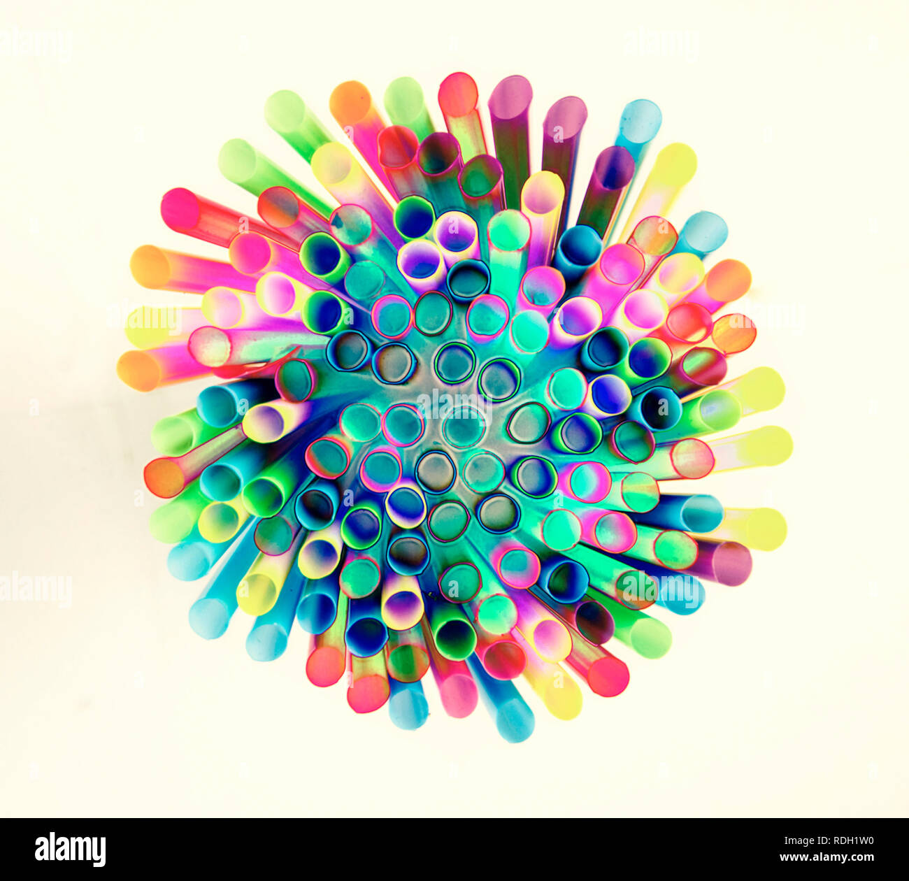 color straws from above on white Stock Photo - Alamy