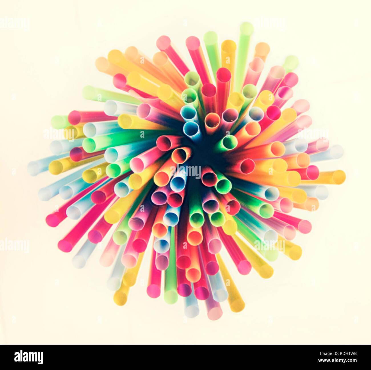 plastic drinking straws from above retro style Stock Photo - Alamy