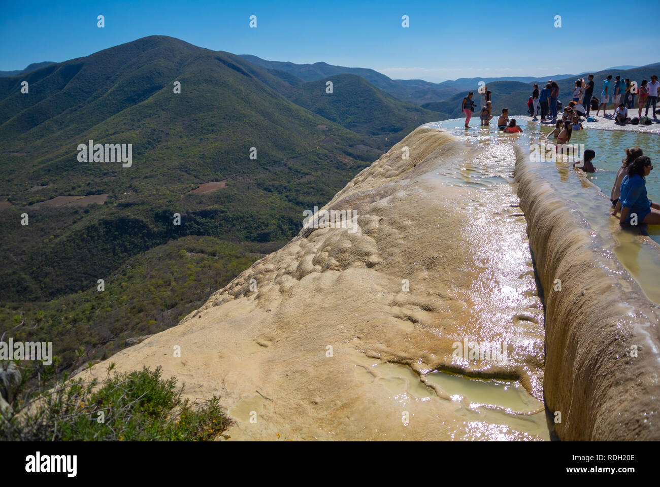 A panoramic landscape view of Hierve el Agua, Petrified waterfall ...