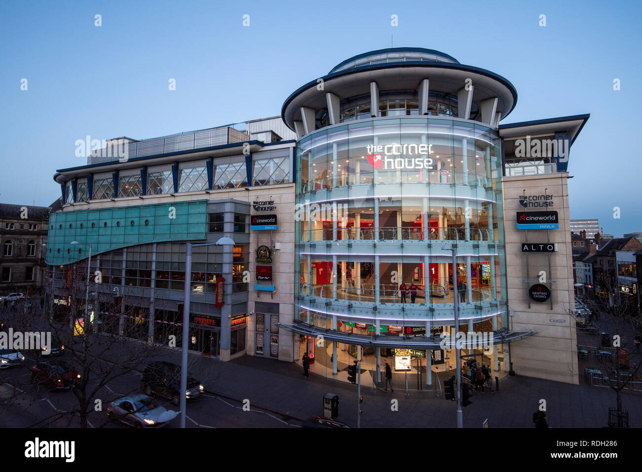 Dusk at the Cornerhouse in Nottingham City, Nottinghamshire England UK ...
