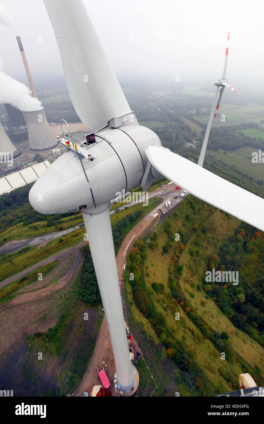 Wind energy plant on a spoil tip, EON Scholven coal-fired power station ...