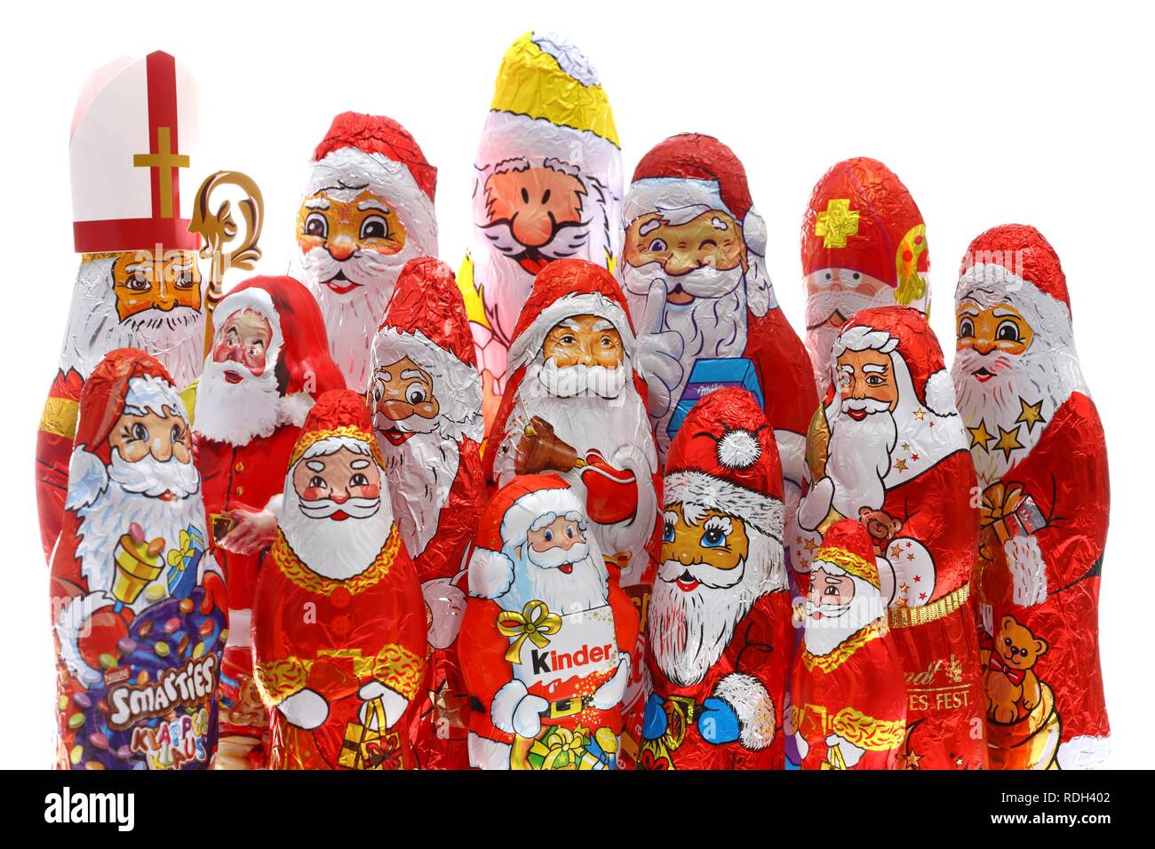 Chocolate Santa Clauses, Santas Stock Photo - Alamy