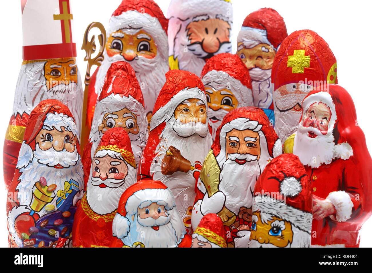 Chocolate Santa Clauses, Santas Stock Photo - Alamy