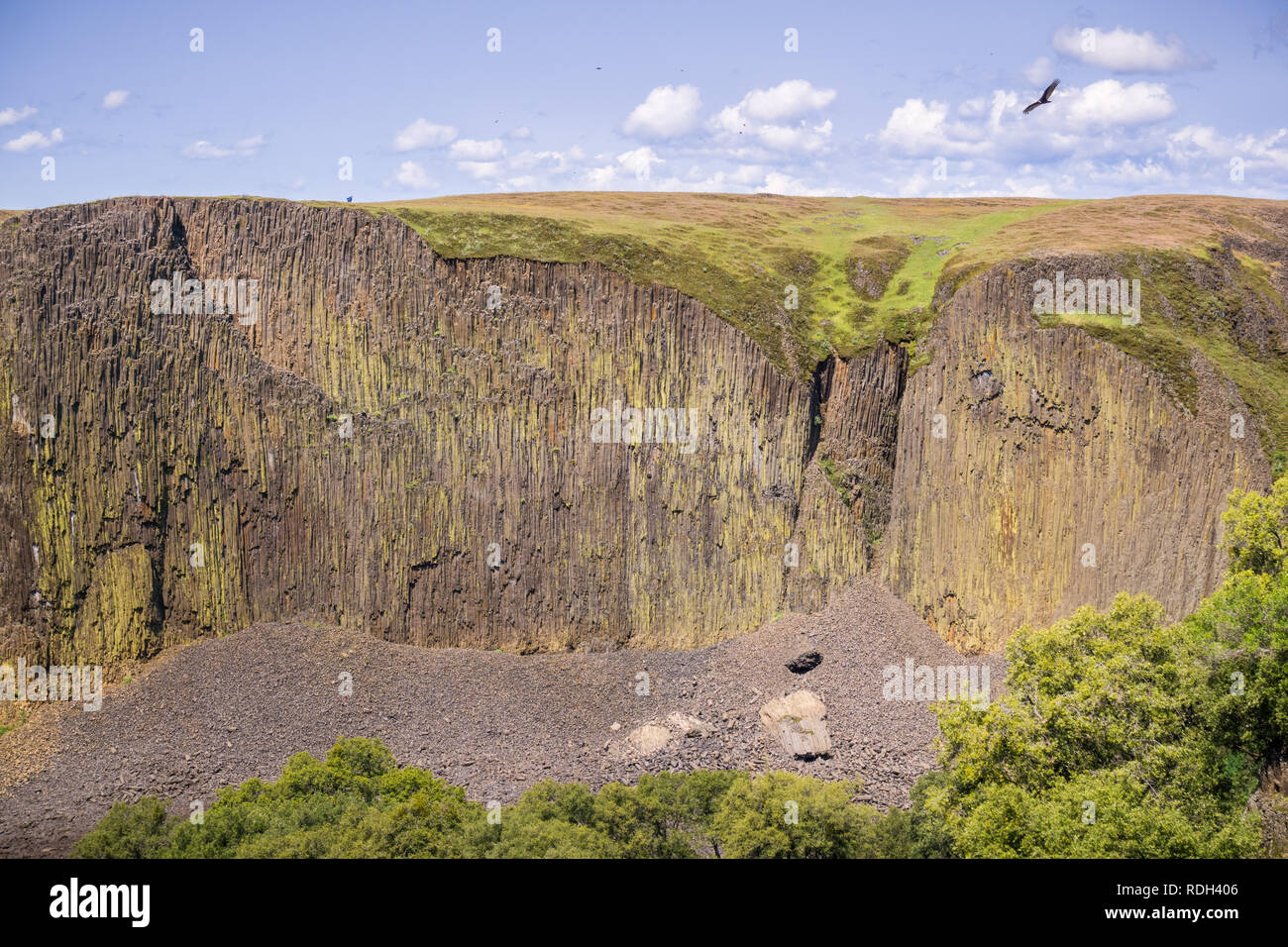 The vertical basalt walls surrounding the Phantom Falls valley, turkey ...