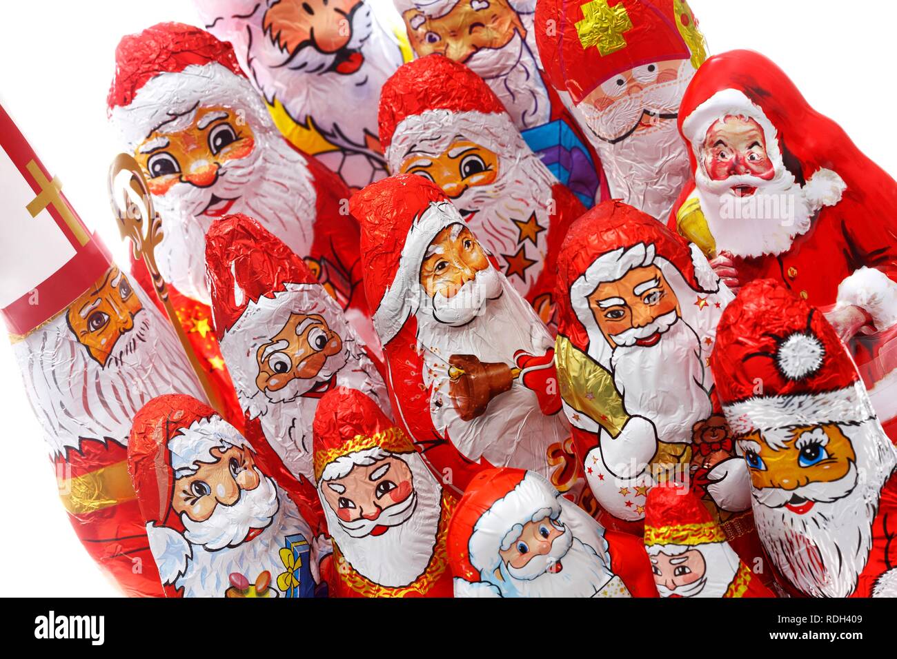 Chocolate Santa Clauses, Santas Stock Photo - Alamy