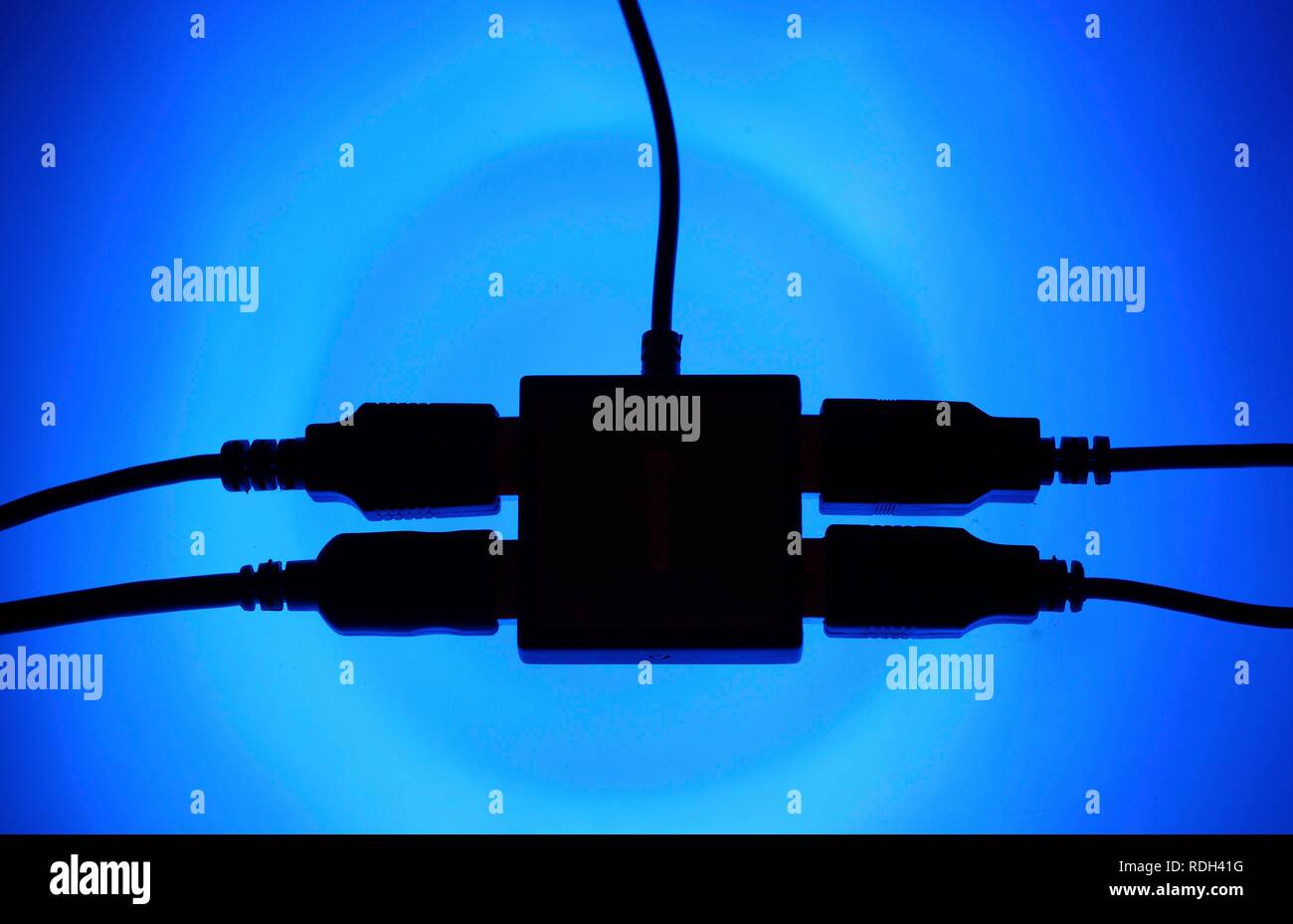 USB hub turning one USB port on a computer into four new ports for ...