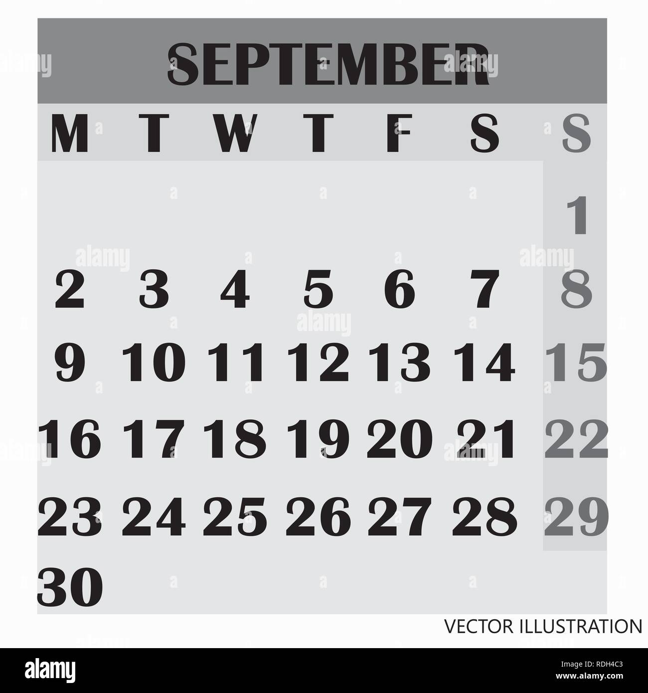 Calendar design month september 2019. Year 2019 calendar. Simple design ...
