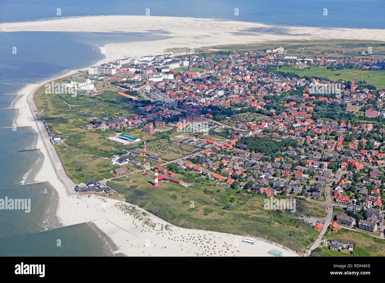 Aerial view, Borkum Island, an East Frisian Island, Eastern Friesland ...
