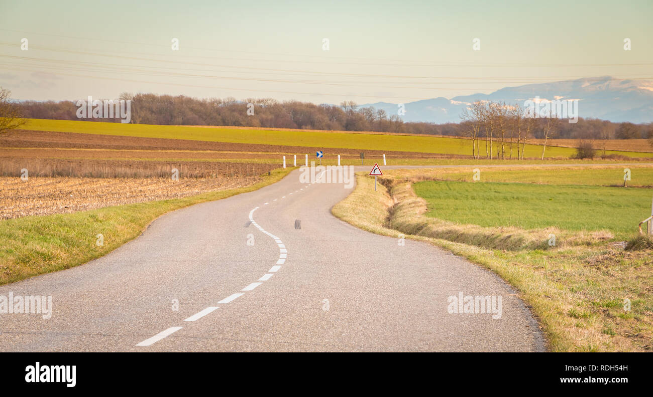 Small country road near the Vosges mountains in the Alsace region Stock ...