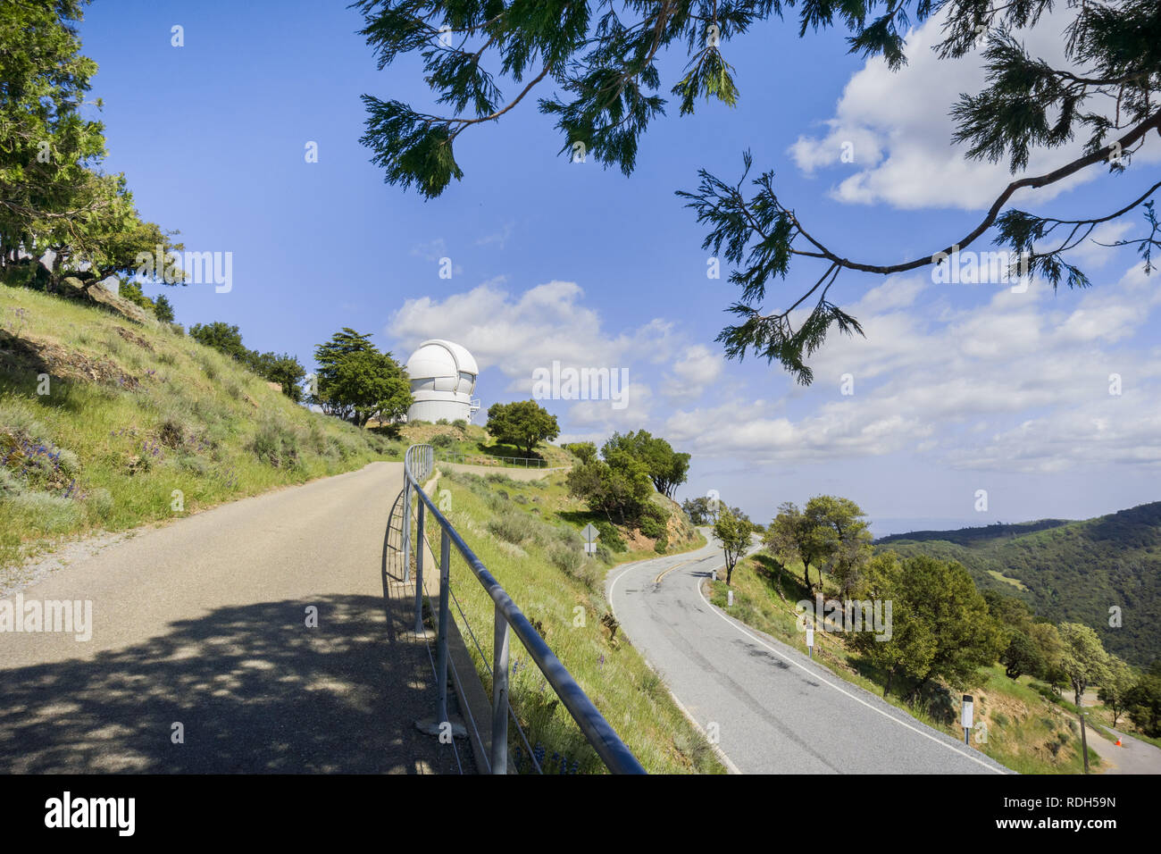 Paved trail leading to the Observatories on top of Mt Hamilton, San ...