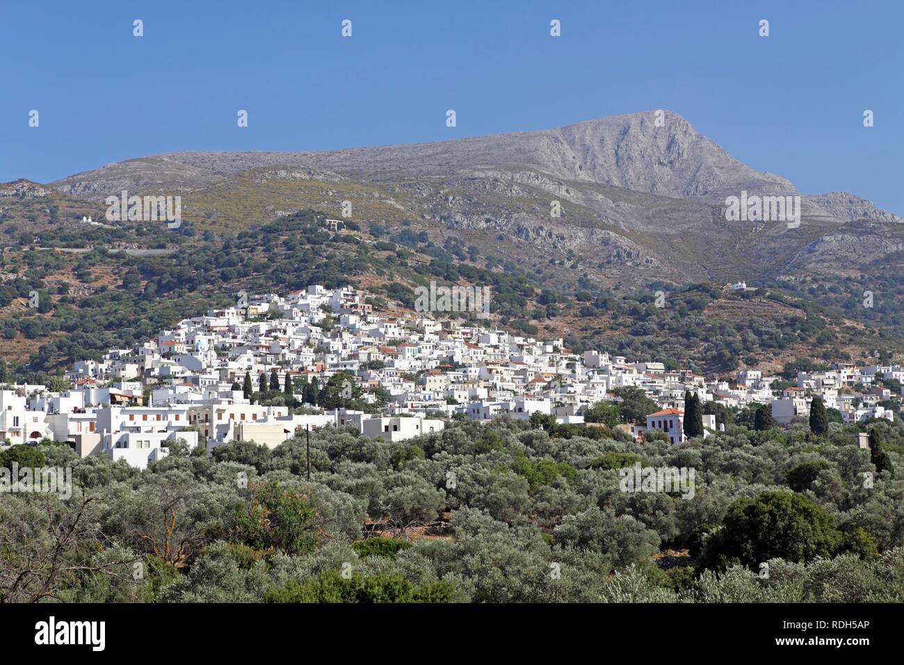 Filoti mountain village, at Mt. Zas, Naxos island, Cyclades, Aegean Sea ...