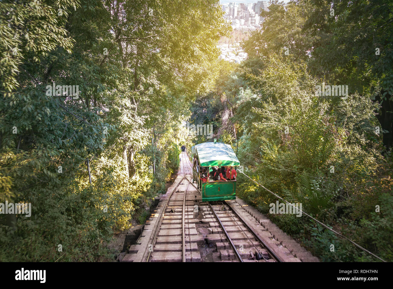 Funicular of San Cristobal Hill - Santiago, Chile Stock Photo - Alamy