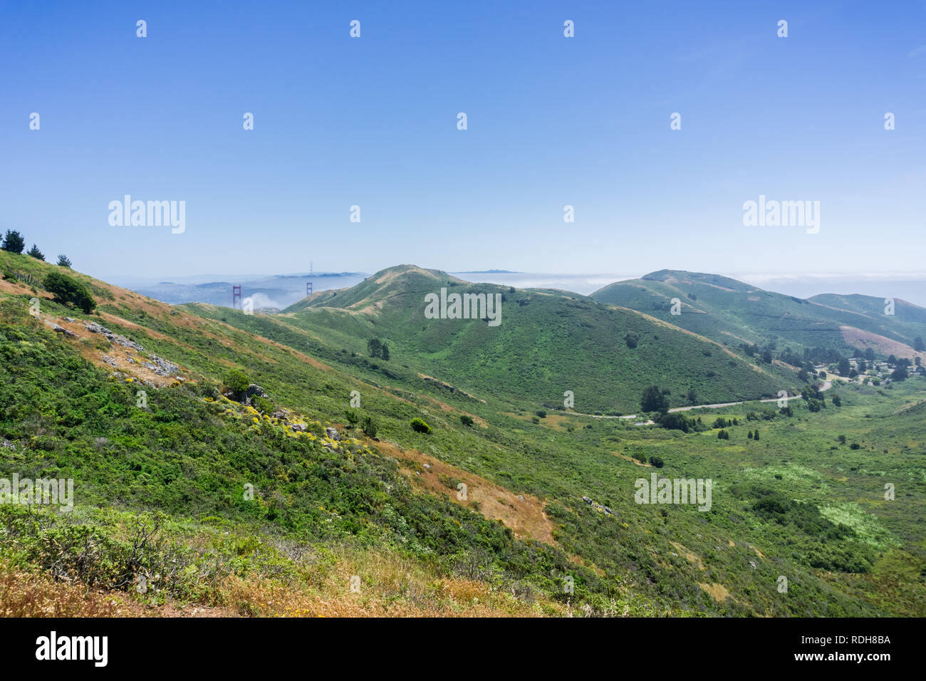 Landscape in Marin Headlands State Park, San Francisco bay, California ...