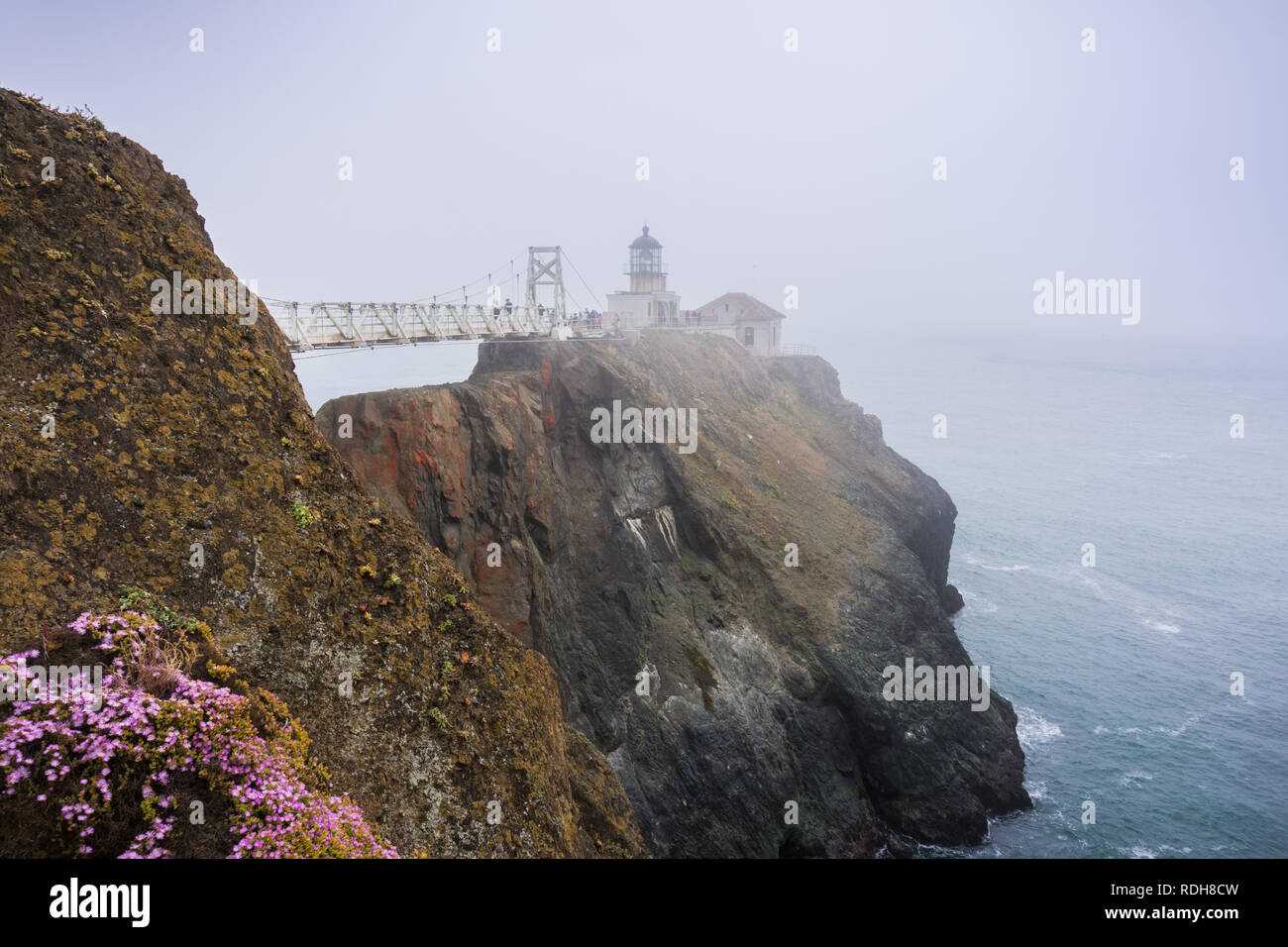 Point Bonita Lighthouse on a foggy day, Marin Headlands, San Francisco ...