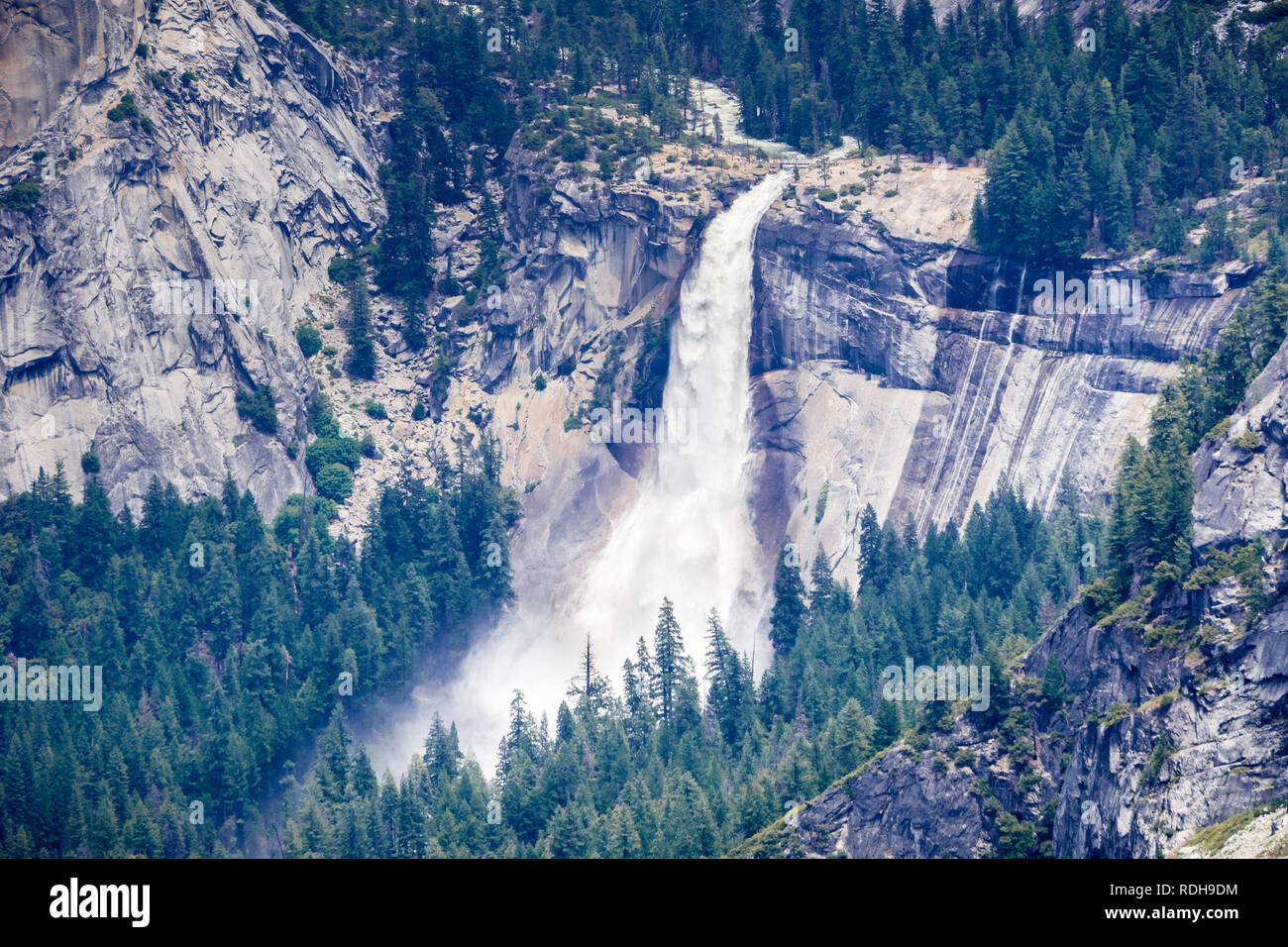 Aerial view of Nevada Fall, Yosemite National Park, California Stock ...