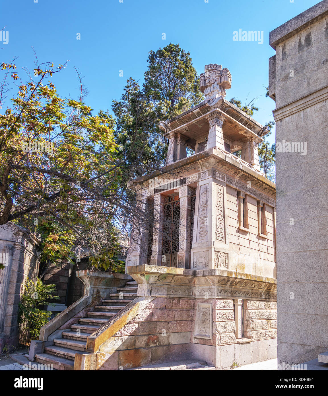 Aztec style Tomb at Santiago Cemetery - Santiago, Chile Stock Photo - Alamy