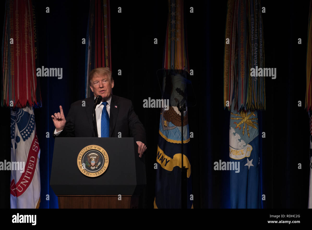 U.S. President Donald Trump speaks during a Missile Defense Review in ...