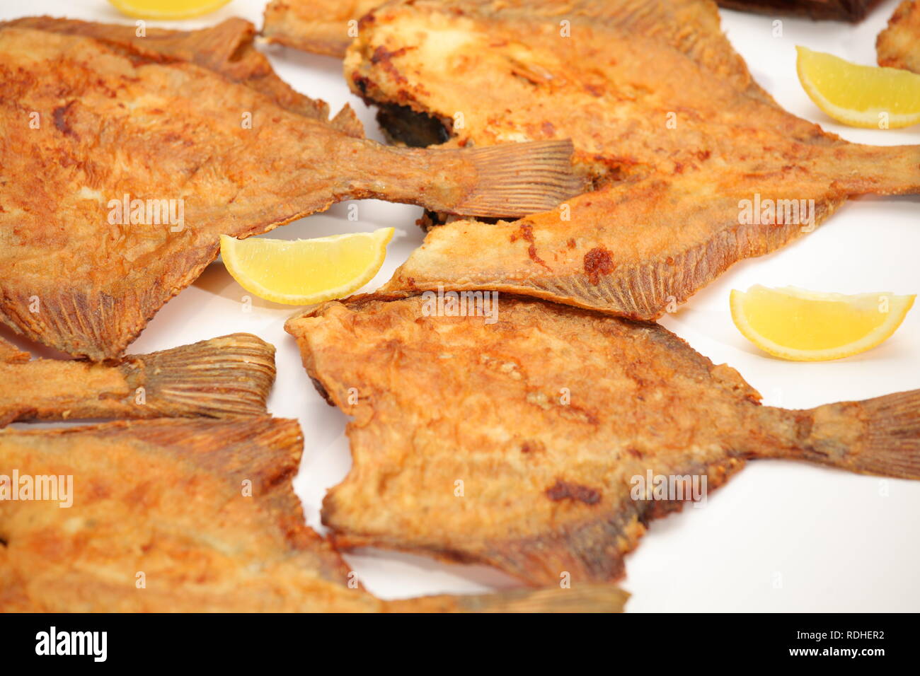 Closeup fried flounder fish Stock Photo - Alamy
