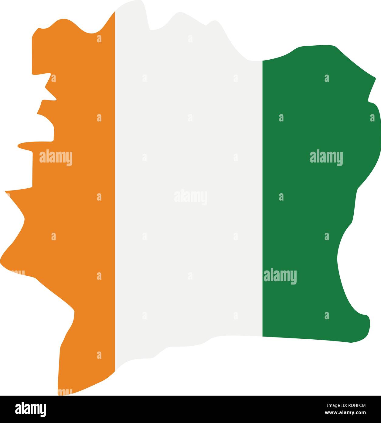 map of Cote d'ivoire with flag inside. Cote d'ivoire map vector ...