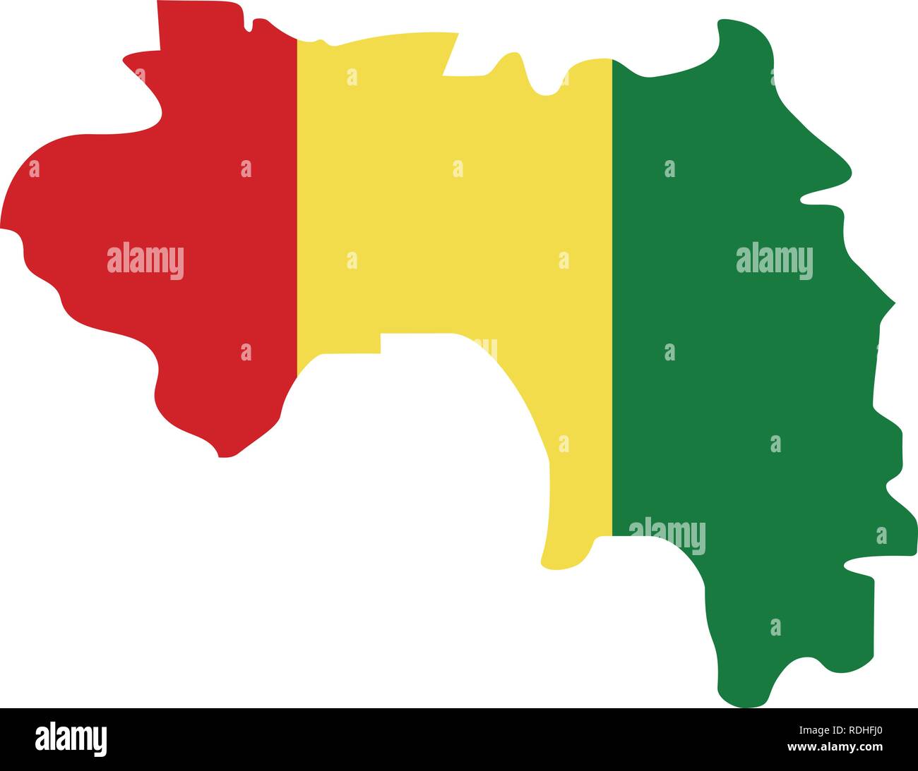 map of Guinea with flag inside. Guinea map vector illustration Stock ...