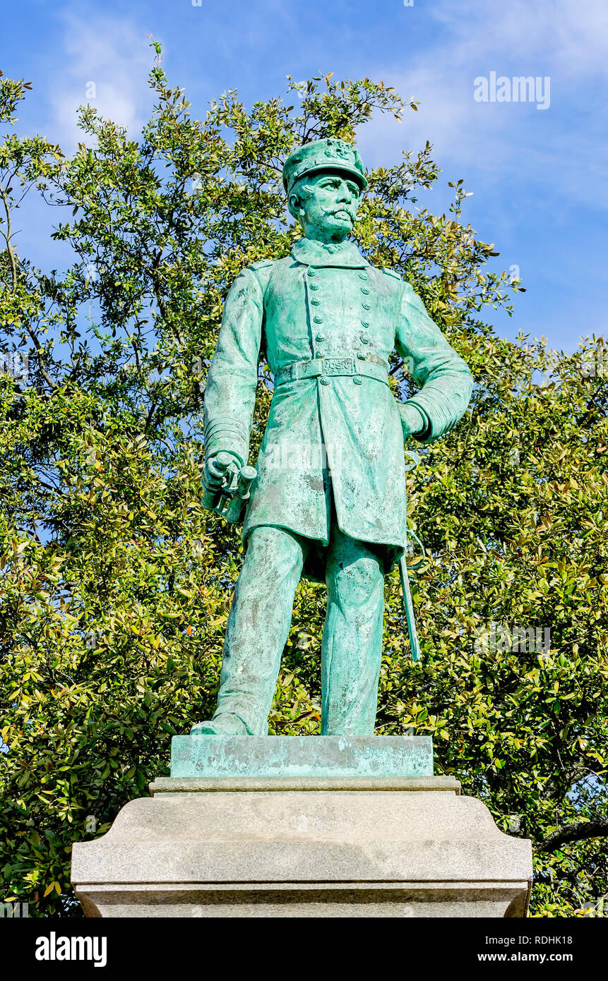 A lifesize Confederate monument of Admiral Raphael Semmes stands on ...