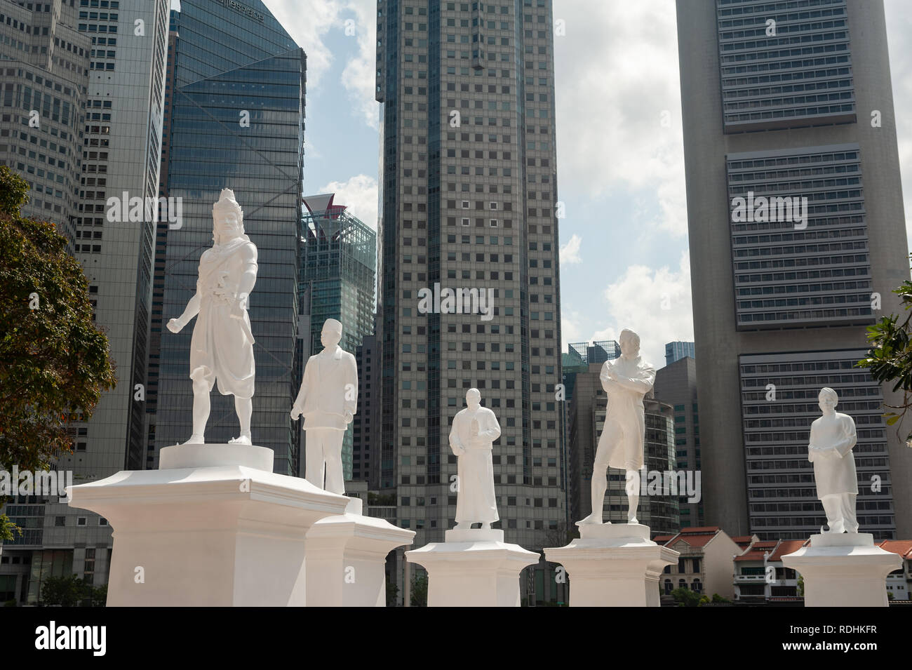06.01.2019, Singapore, Republic of Singapore, Asia - The statue of Sir Stamford Raffles is seen ...