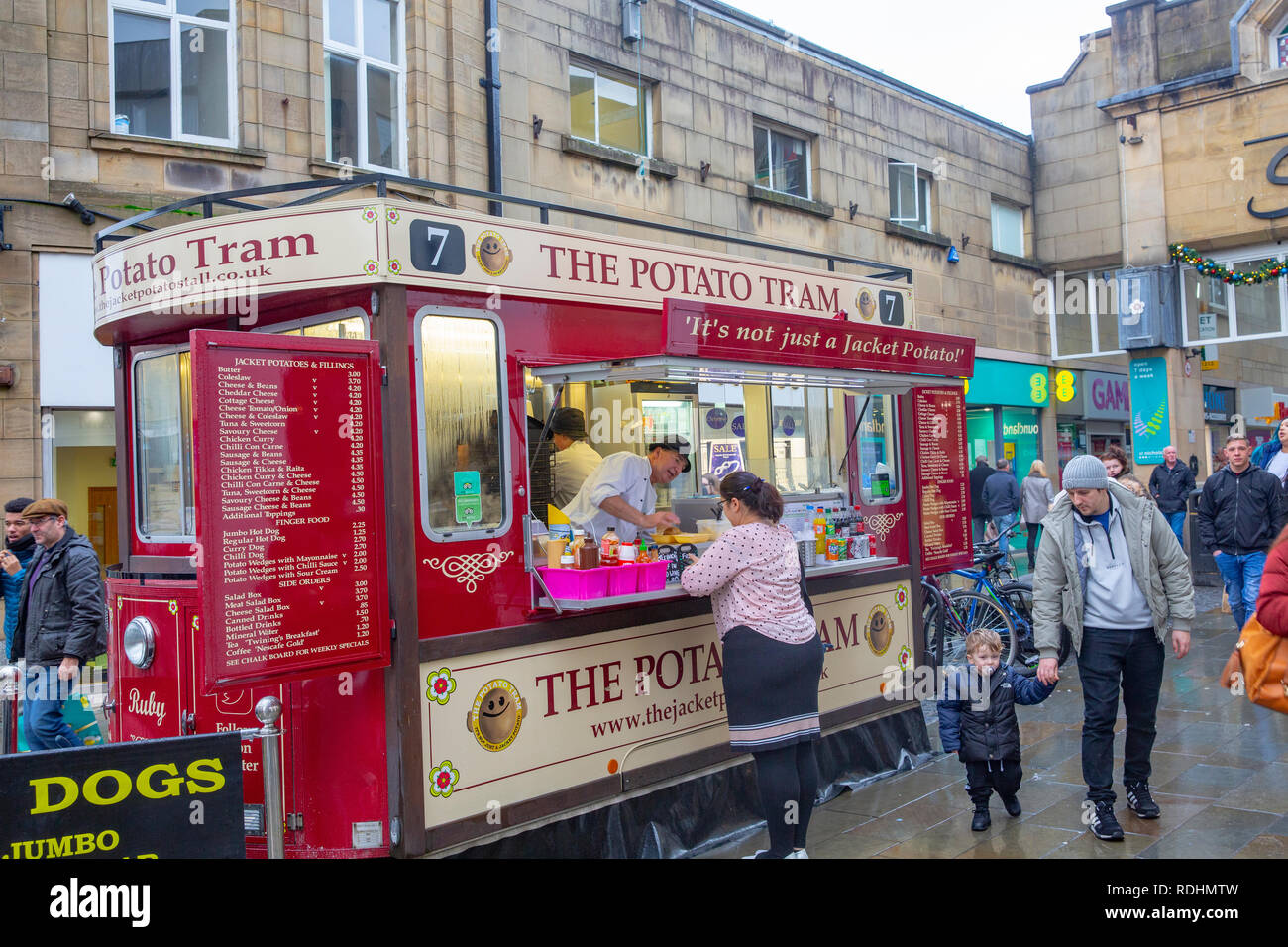 Tram carriage converted to takeaway potato food stall in Lancaster city ...