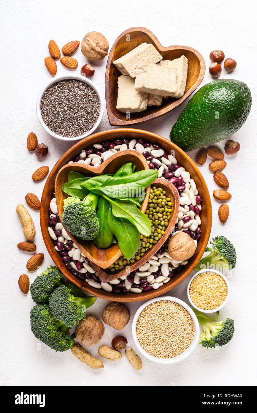 Sources of vegetable protein and Superfood. variety of healthy ...