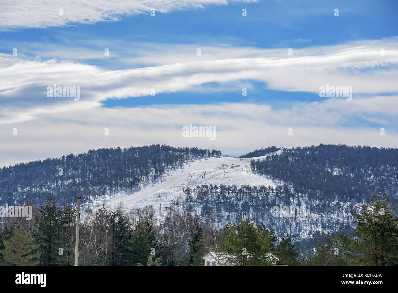 Divcibare mountain in Serbia winter season with ski trail in the ...