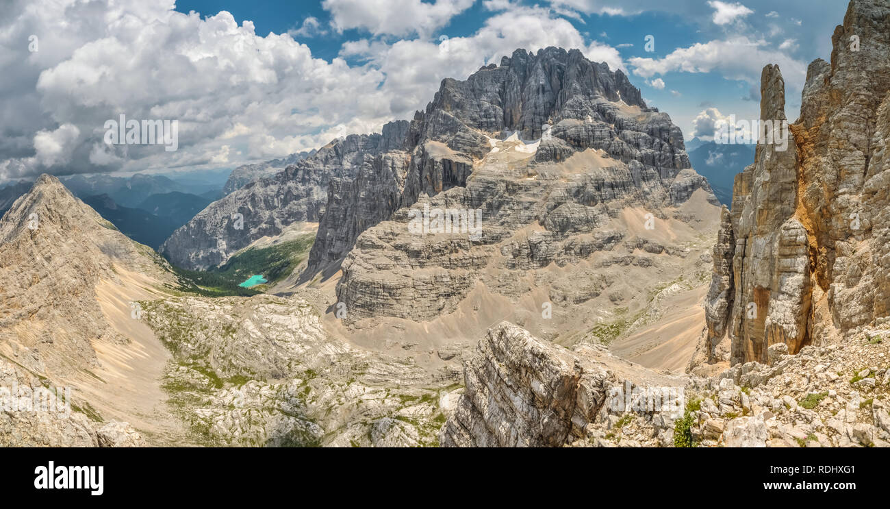Beautiful Italian Dolomites with their typical rocky mountain peaks ...