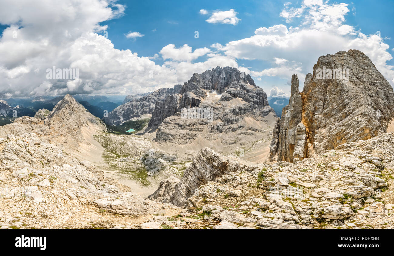 Scenic panorama of alpine landscape of Italian Dolomites Stock Photo ...