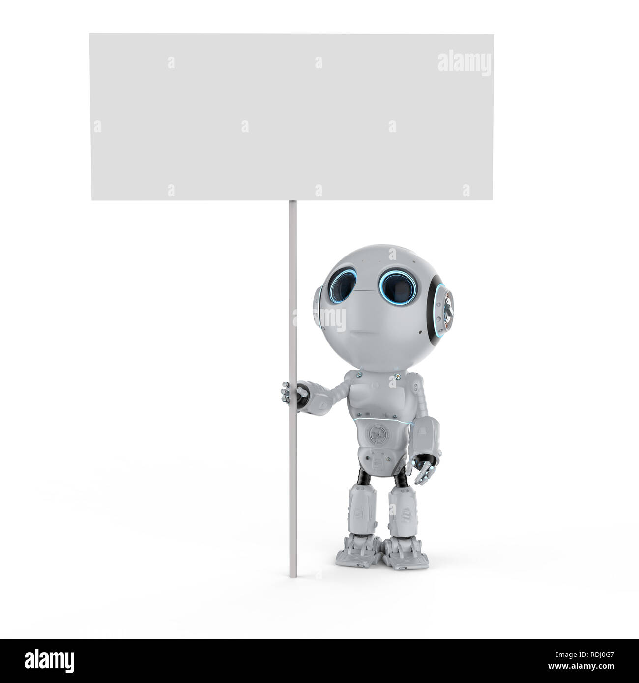 3d rendering humanoid robot with white blank banner Stock Photo - Alamy