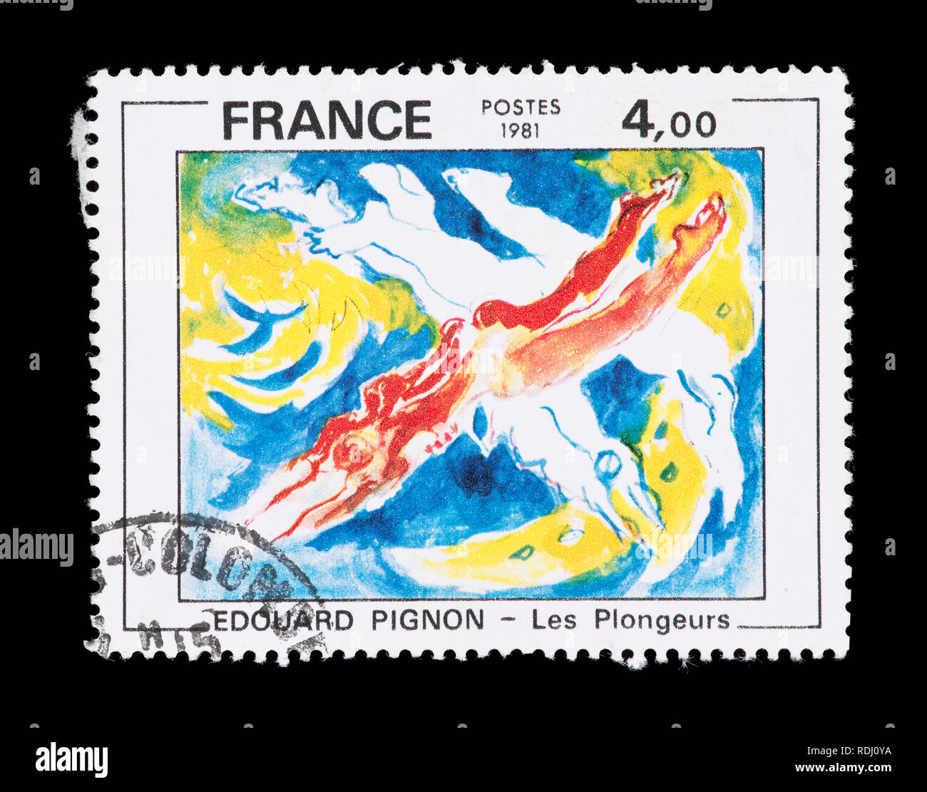 Postage stamp from France depicting the Edousrd Pignon painting "The ...