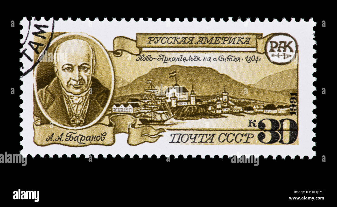 Postage stamp from the Soviet Union depicting A. A. Baranov , first ...